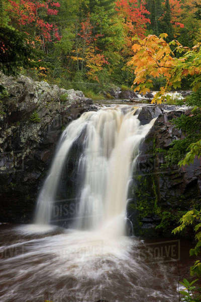 USA, Wisconsin, Pattison State Park. View of Little Manitou Falls on ...