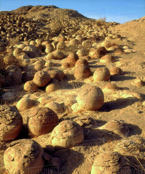 USA, California, San Diego. Sandstone concretions form Pumpkin Patch ...