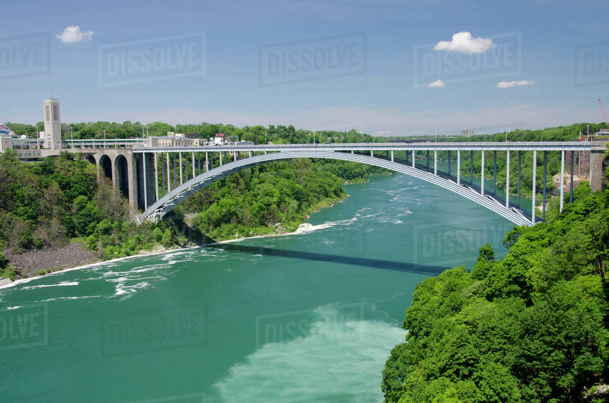 USA, New York & Canada, Ontario, Niagara Falls. Niagara River, Peace ...