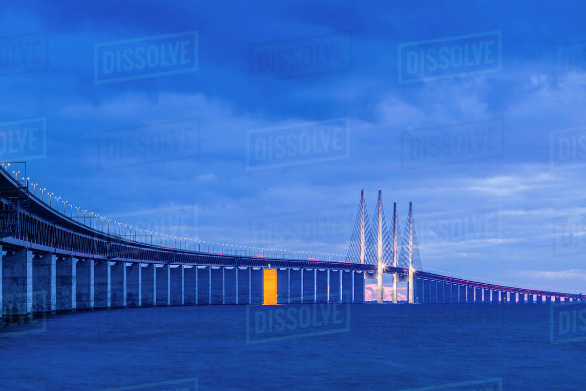 Sweden, Scania, Malmo, Oresund Bridge, longest cable-tied bridge in ...