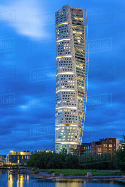 Sweden, Scania, Malmo, Turning Torso building, designed by architect ...