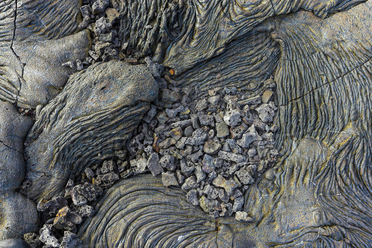 Recent Pahoehoe lava flow, Sullivan Bay, Santiago Island, Galapagos ...