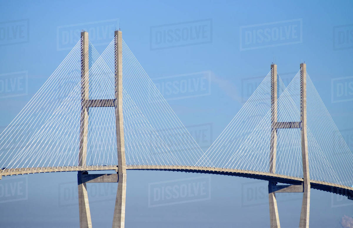 USA, Georgia, Savannah. Talmadge Memorial Bridge over the Savannah ...