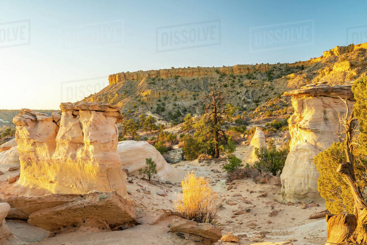 USA, New Mexico, Ojito Wilderness. Eroded desert rocks. - Royalty-free ...