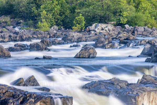 Usa, Maryland. Great Falls Overlook, Potomac River, Long Exposure of ...