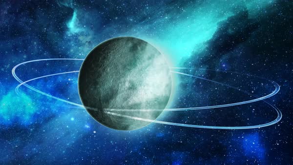 Breathtaking Double Ring Planet in Outer Space Nebula with Stars - 4K ...