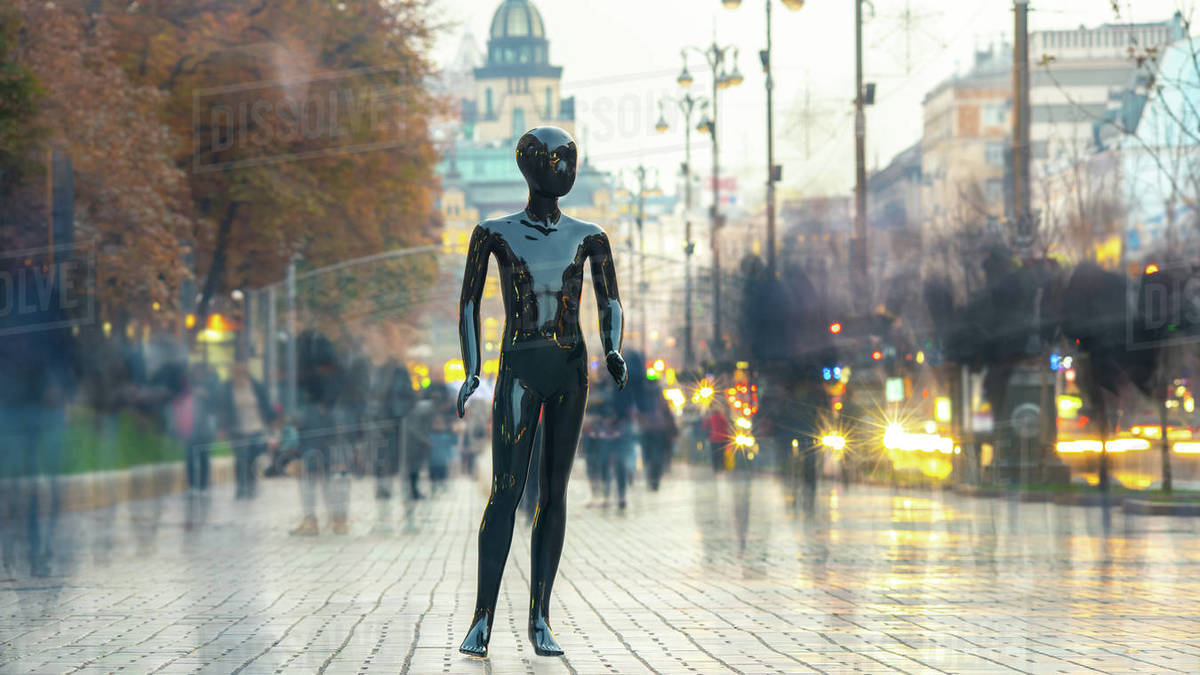 The black dummy standing on the crowd street - Royalty-free Stock Photo ...