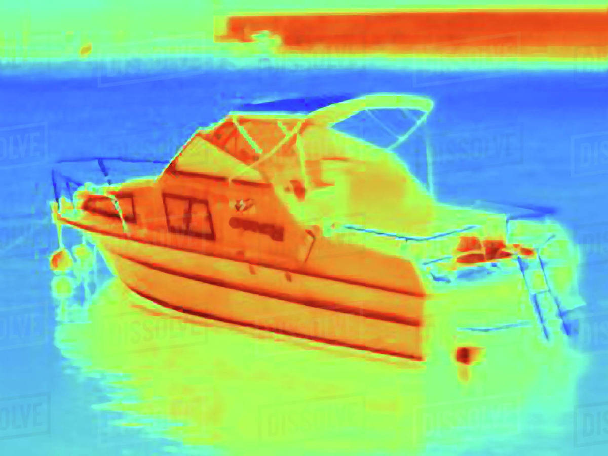 Thermal image of boat on water - Royalty-free Stock Photo | Dissolve