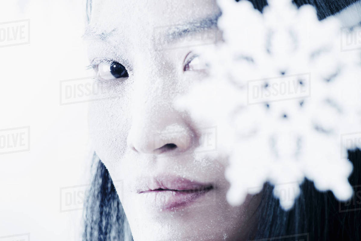 Woman's face covered in powder - Royalty-free Stock Photo | Dissolve