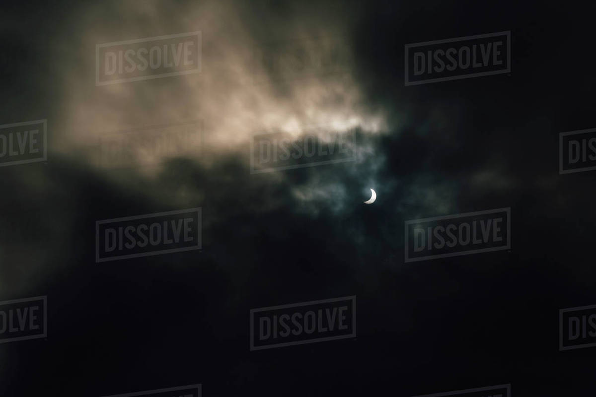 Dark dramatic sky during solar eclipse, 2017, California, USA - Stock ...