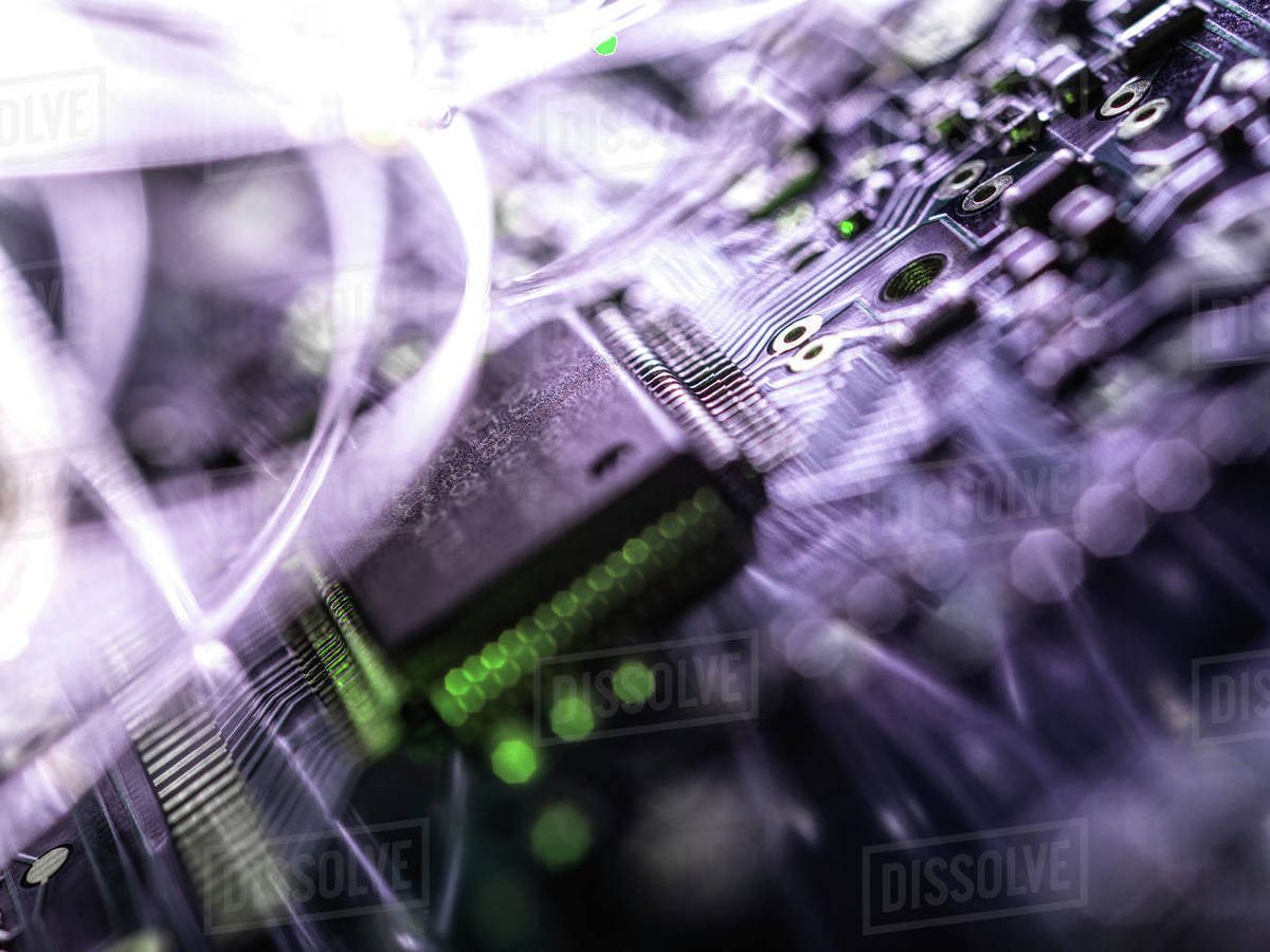 Fibre optics carrying data passing through electronic circuit boards ...
