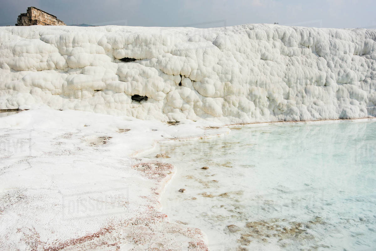 Calcium carbonate terraces of Pamukkale (ancient Hierapolis), Turkey ...