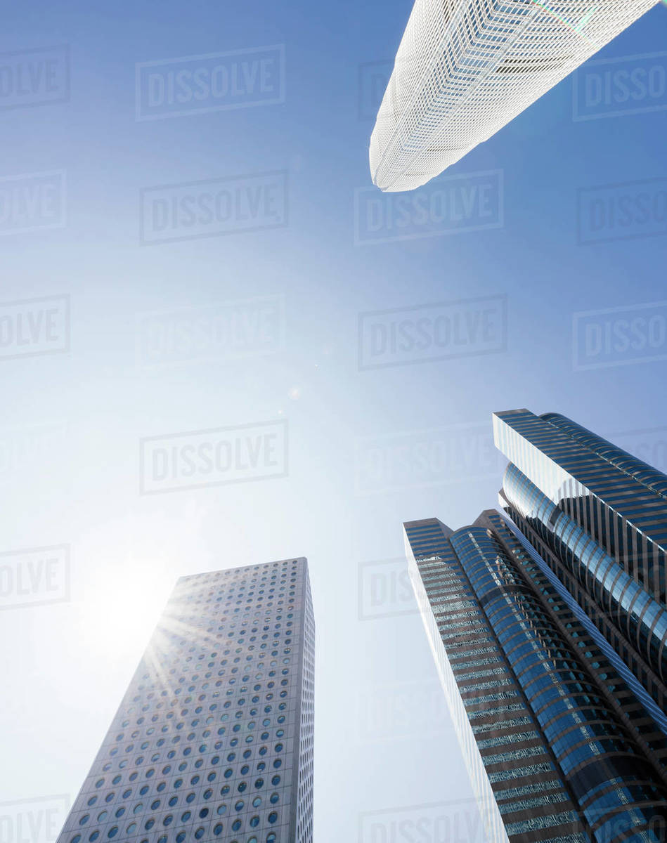 Modern skyscrapers, low angle view, Central Hong Kong, China - Royalty ...