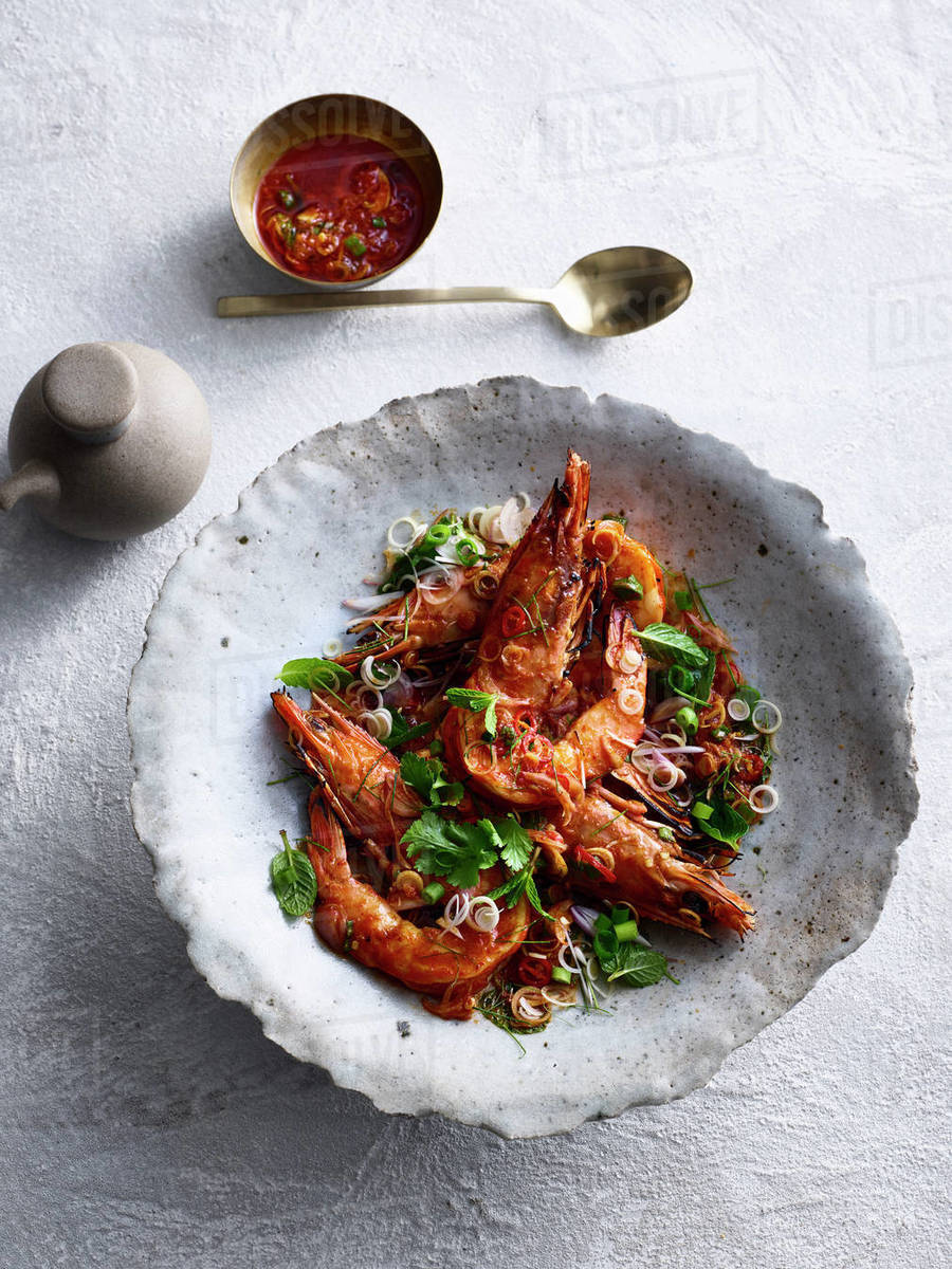 Pla Goong shrimp meal - Stock Photo - Dissolve