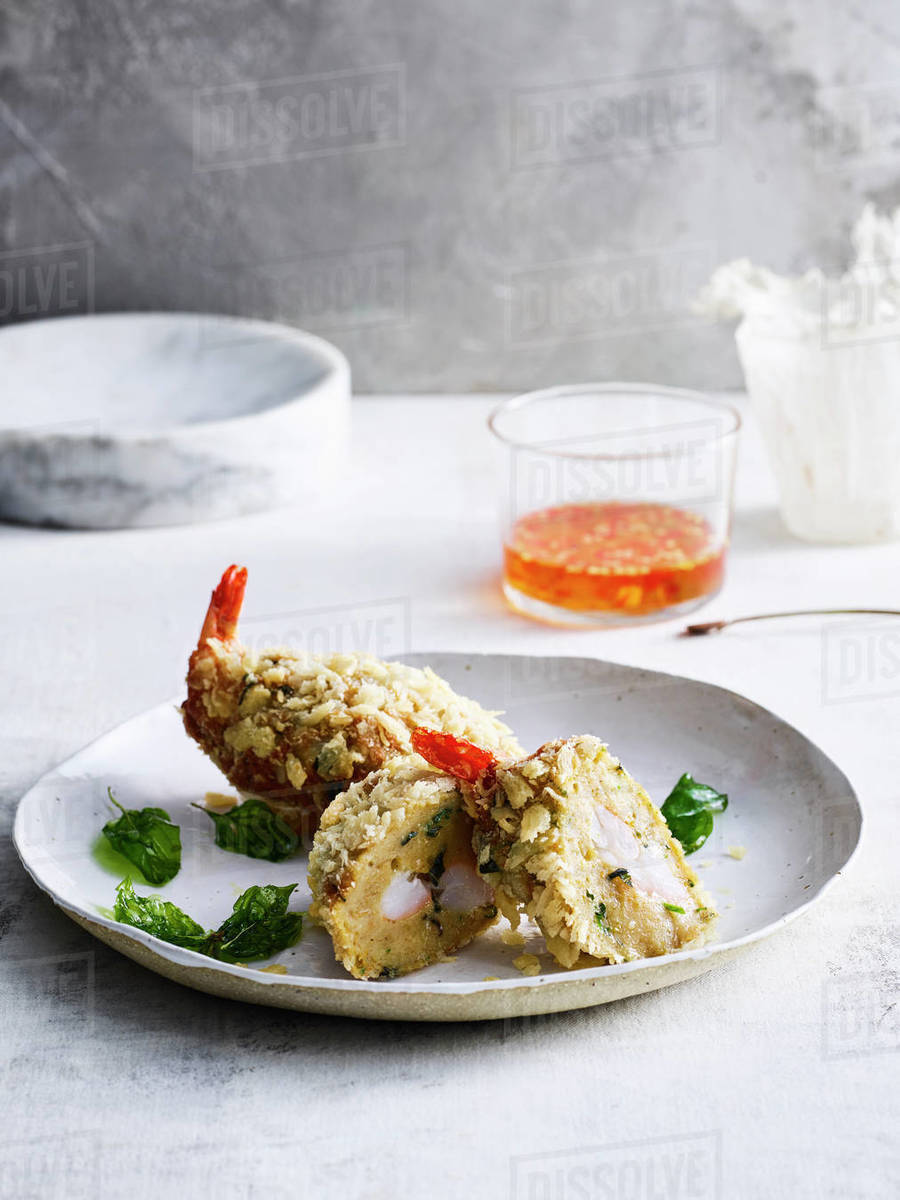 Todt Mun Goong Gaeng Kiew - green curry prawn cake - Stock Photo - Dissolve