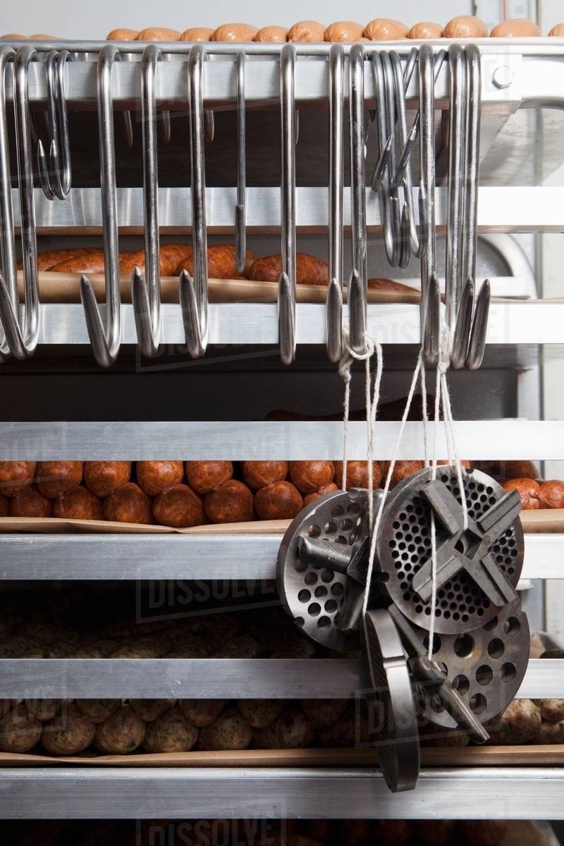 Racks of sausages - Royalty-free Stock Photo | Dissolve