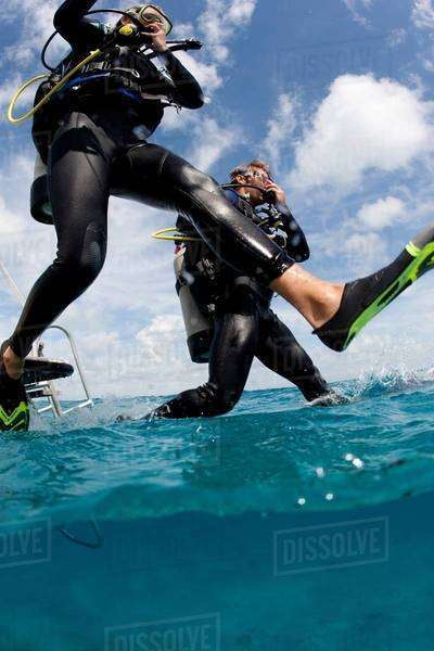 Giant stride entry into water - Royalty-free Stock Photo | Dissolve