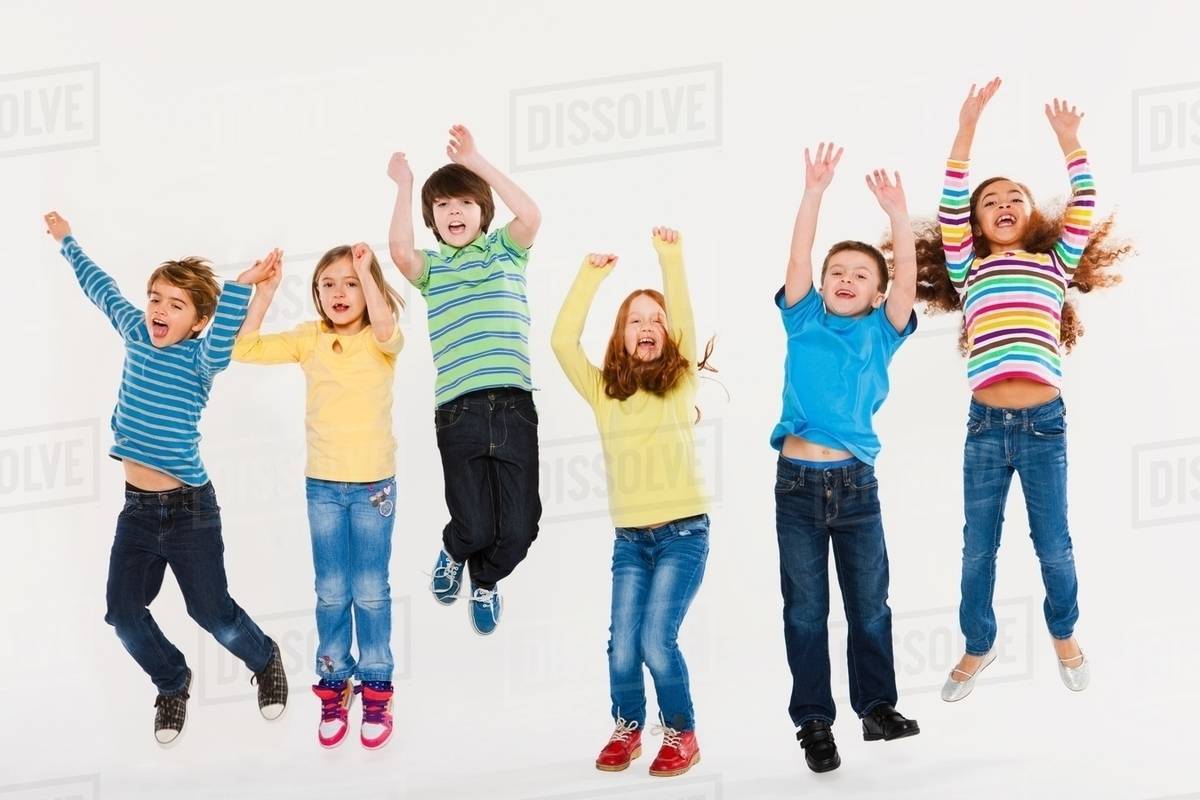 Children jumping - Stock Photo - Dissolve