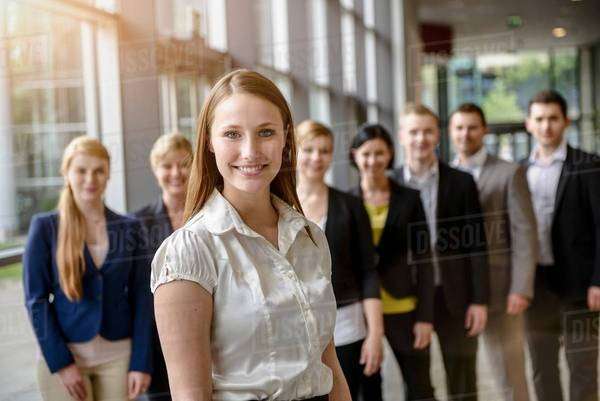 Portrait of male and female business team in office - Stock Photo ...