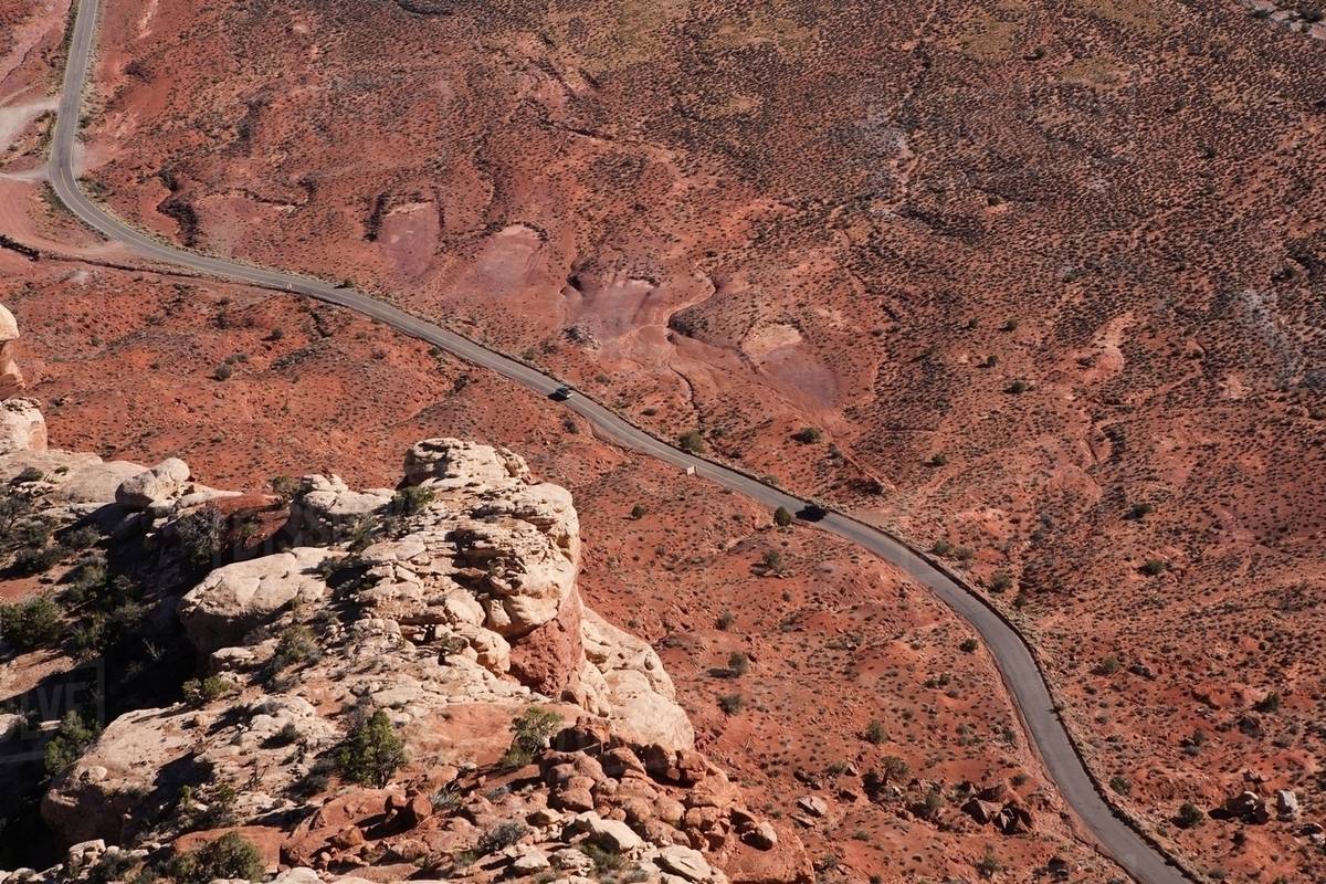 Aerial view of Highway 261 in southern Utah (near Mexican Hat) - Stock ...
