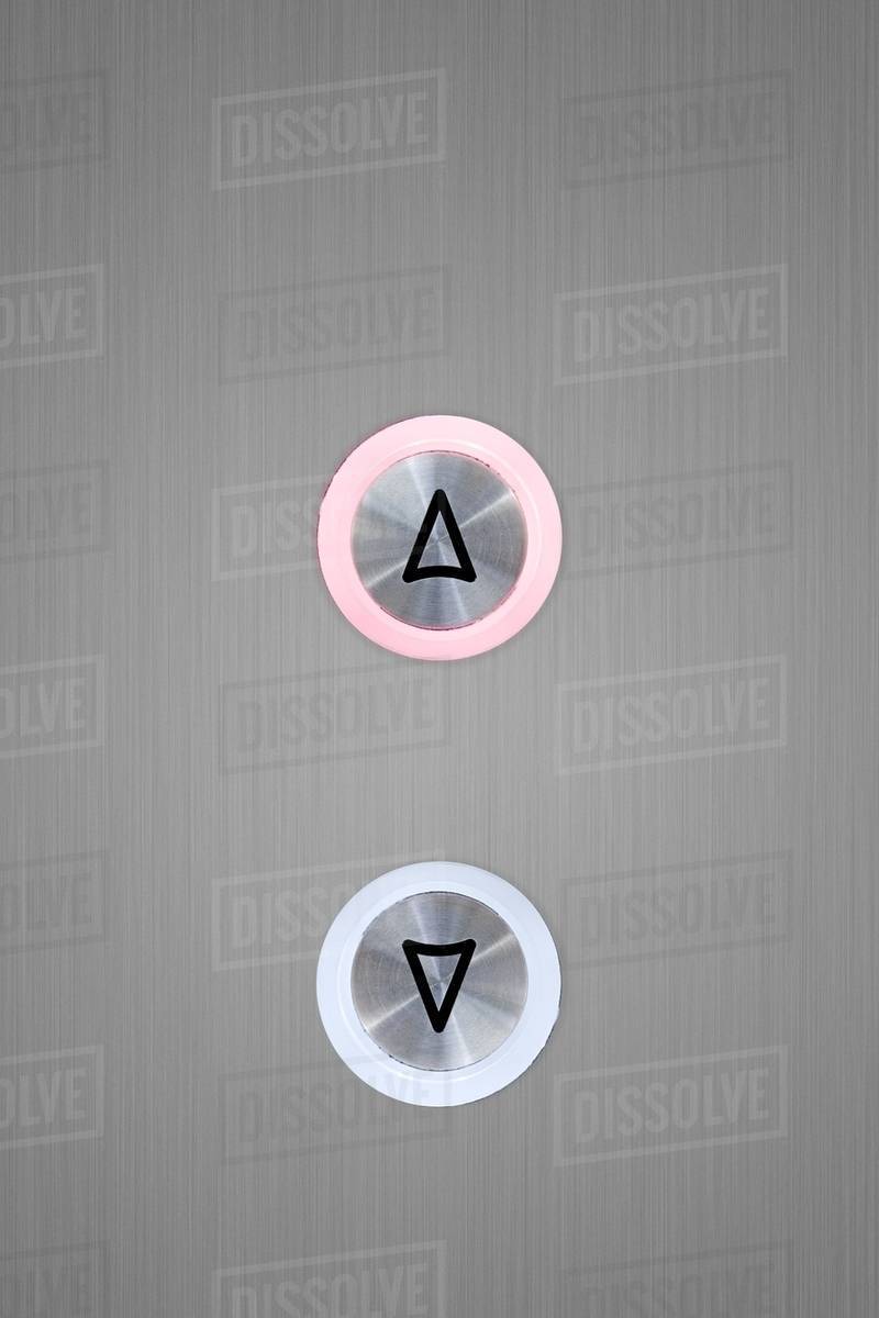 Up and down elevator buttons with up button lit up - Royalty-free Stock ...