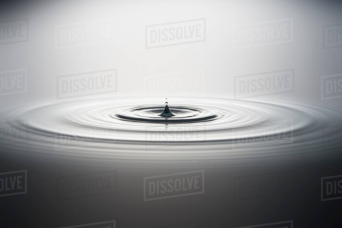 Water droplet falling into water - Stock Photo - Dissolve