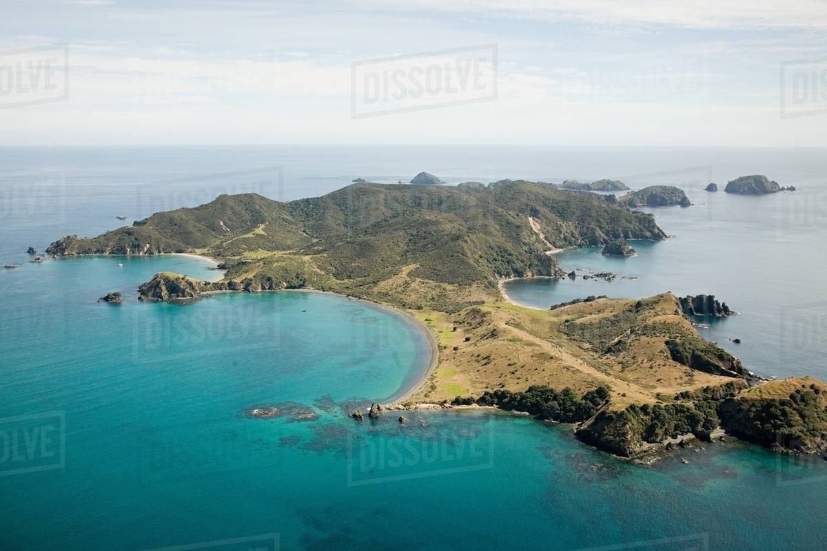 Aerial view of bay of islands - Royalty-free Stock Photo | Dissolve
