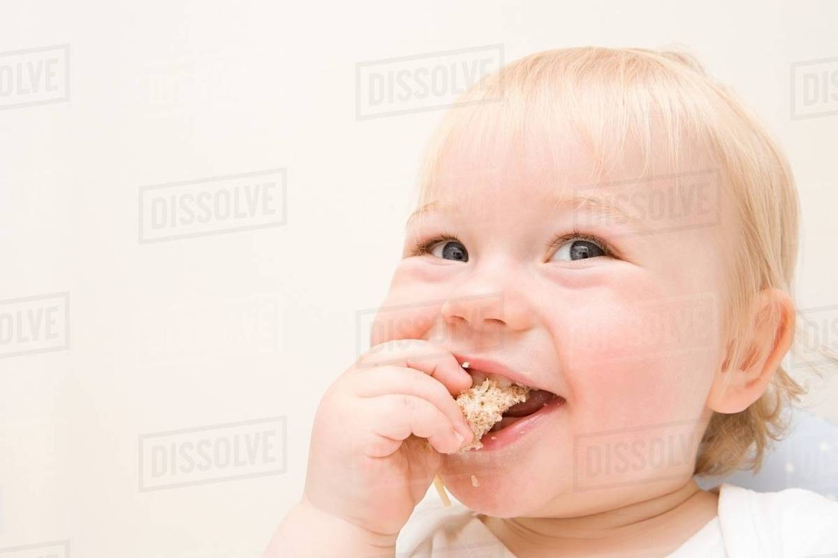 A baby boy eating a biscuit - Royalty-free Stock Photo | Dissolve