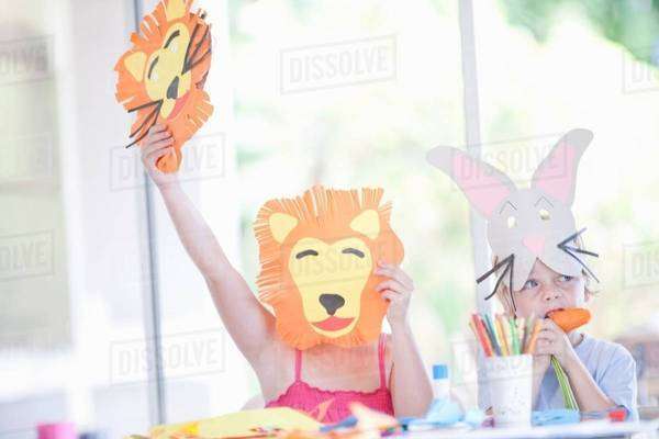 Children's mask making party - Royalty-free Stock Photo | Dissolve