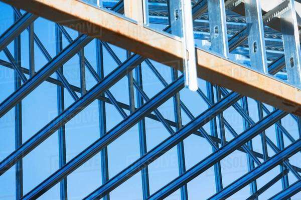 Close up of steel girders on construction frame - Stock Photo - Dissolve