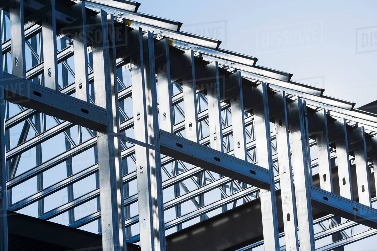 Construction frame of steel girders on construction site - Stock Photo ...