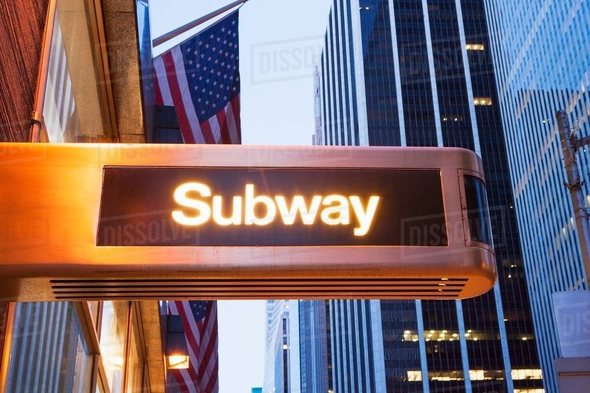 Illuminated subway sign, New York City, USA - Royalty-free Stock Photo ...