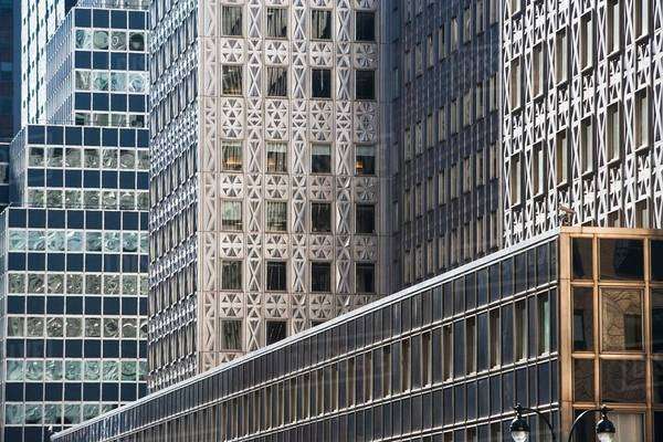 Close up side view of office buildings - Royalty-free Stock Photo ...