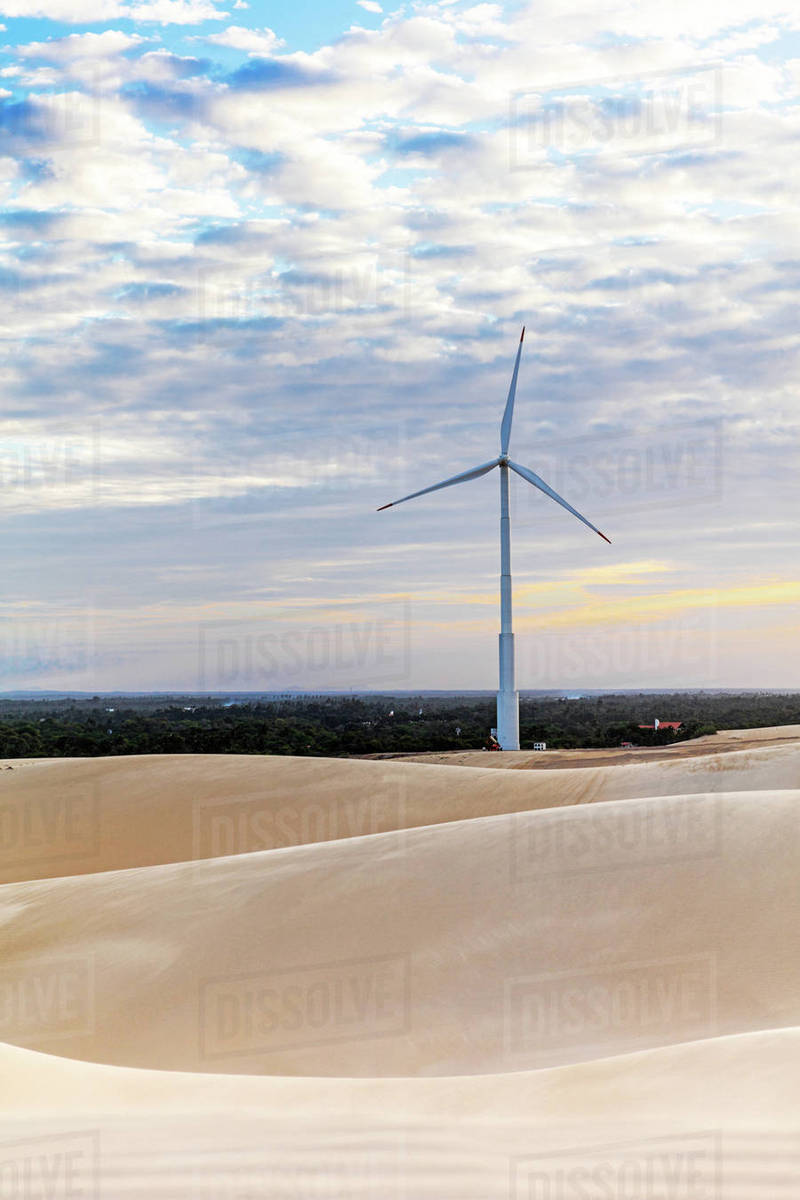 Wind turbine in desert dunes, Taiba, Ceara, Brazil - Royalty-free Stock ...