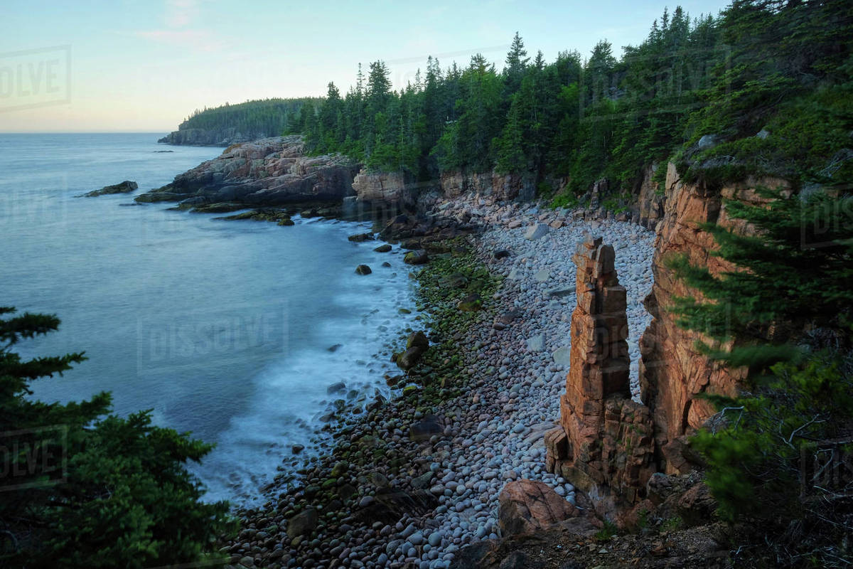 View of monument cove and atlantic ocean, Acadia National Park, Maine ...