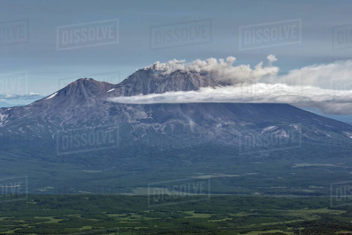 Beautiful mountain landscape of Kamchatka Peninsula: eruption active ...