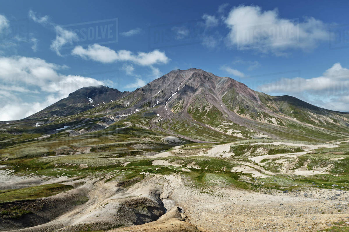 Nature of Kamchatka: beautiful summer view of Khangar Volcano - active ...