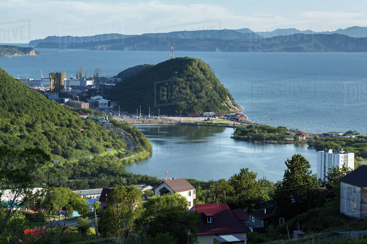Kamchatka city landscape: view of central part of Petropavlovsk ...