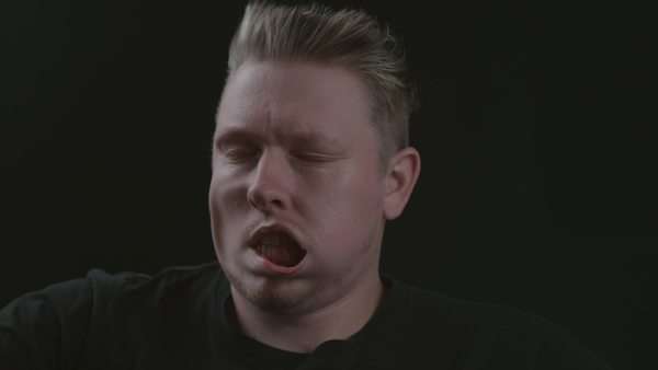 Mans face is blown by leaf blower, slow motion - 4K Royalty-free Stock ...