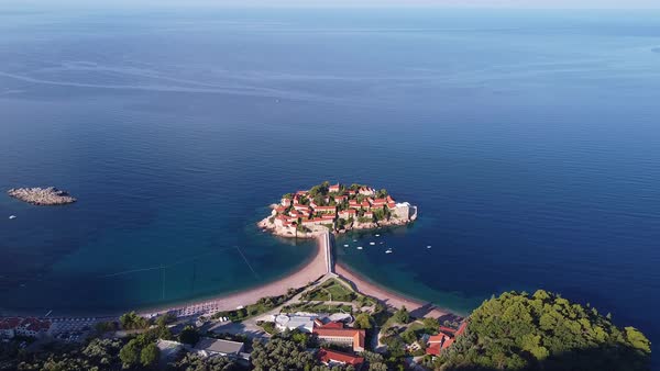 Island with red roof buildings - the main tourist attraction of the ...