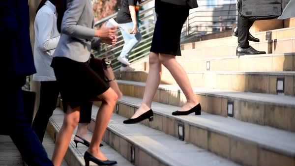 Crowd business people walking go to work in modern city life to working ...