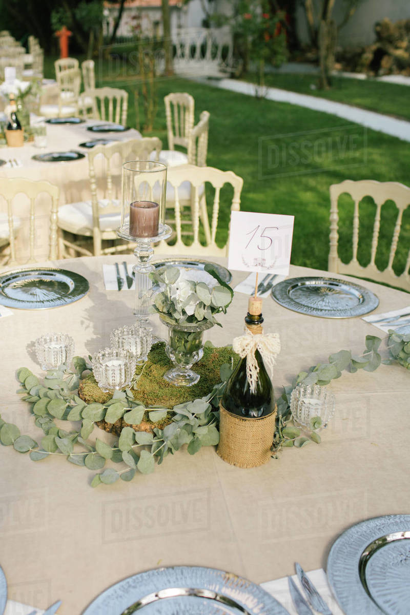 Wedding dining table. Rustic wedding. - Stock Photo - Dissolve