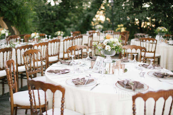 Wedding dining table. Rustic wedding. - Royalty-free Stock Photo | Dissolve