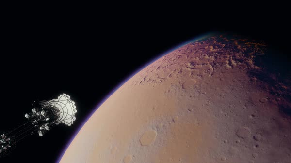 Huge spaceship in orbit of an alien exoplanet in another solar system ...