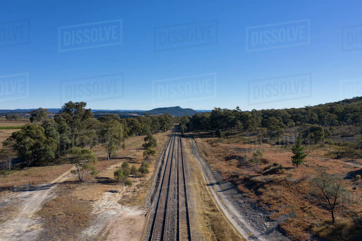 Railway tracks heading into the Australian outback. - Stock Photo ...