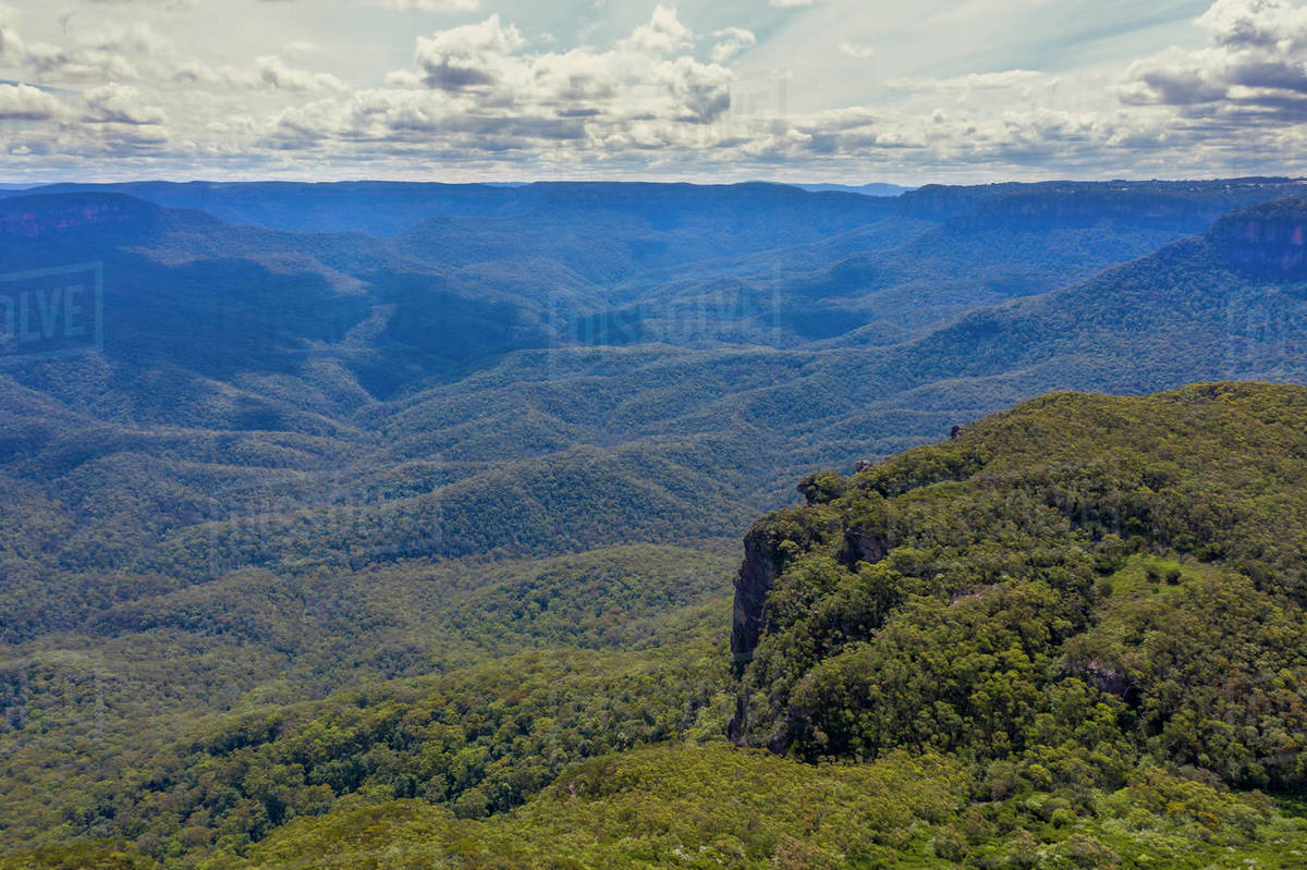 Aerial view of the Jamison Valley near Wentworth Falls in The Blue ...