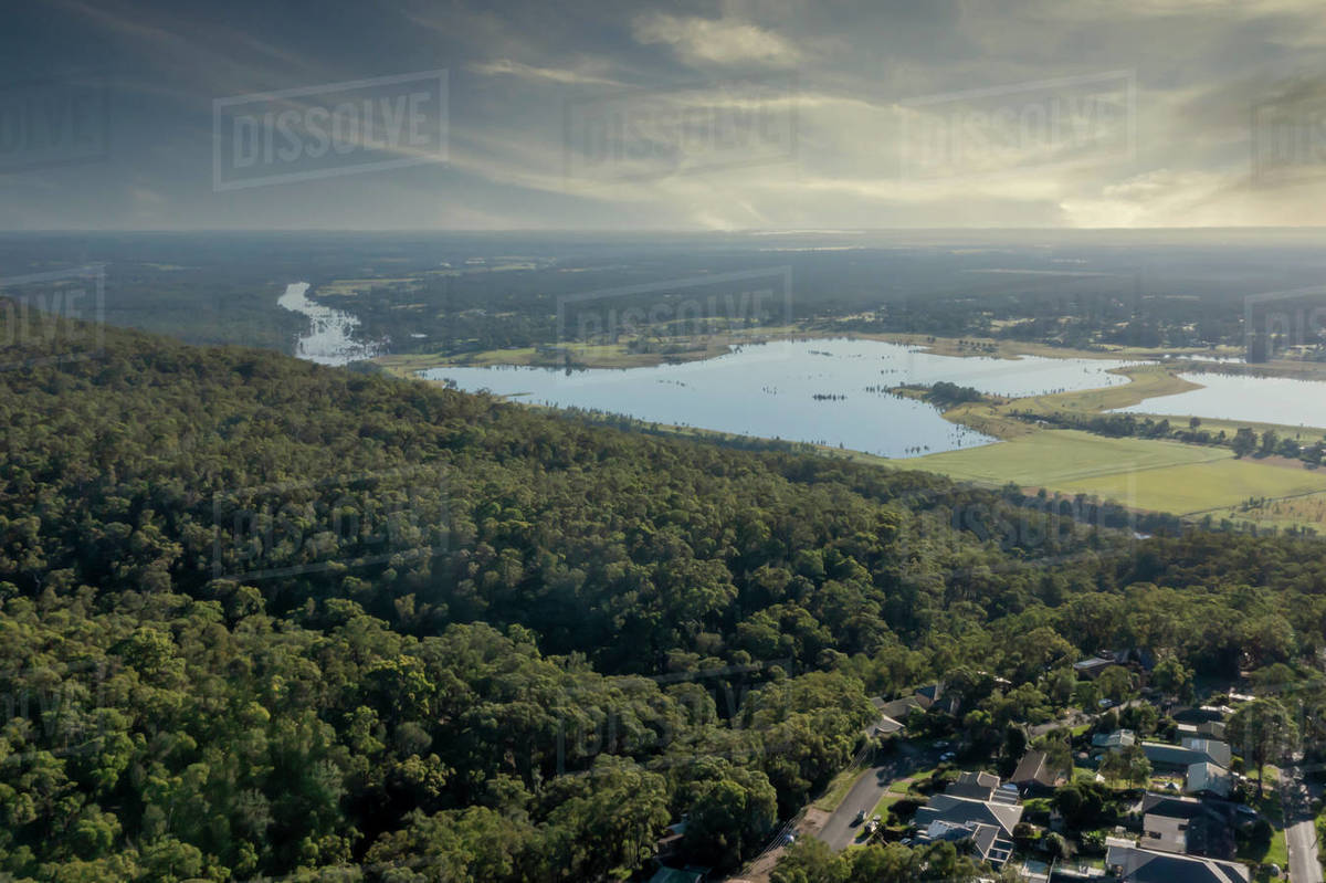 Aerial view of the Nepean River and Penrith Lakes in Penrith in New ...