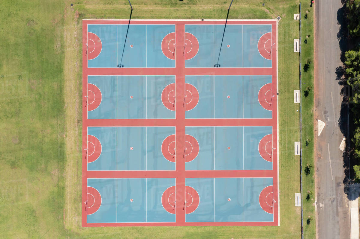 Colorful netball courts and large sports fields in regional New South ...