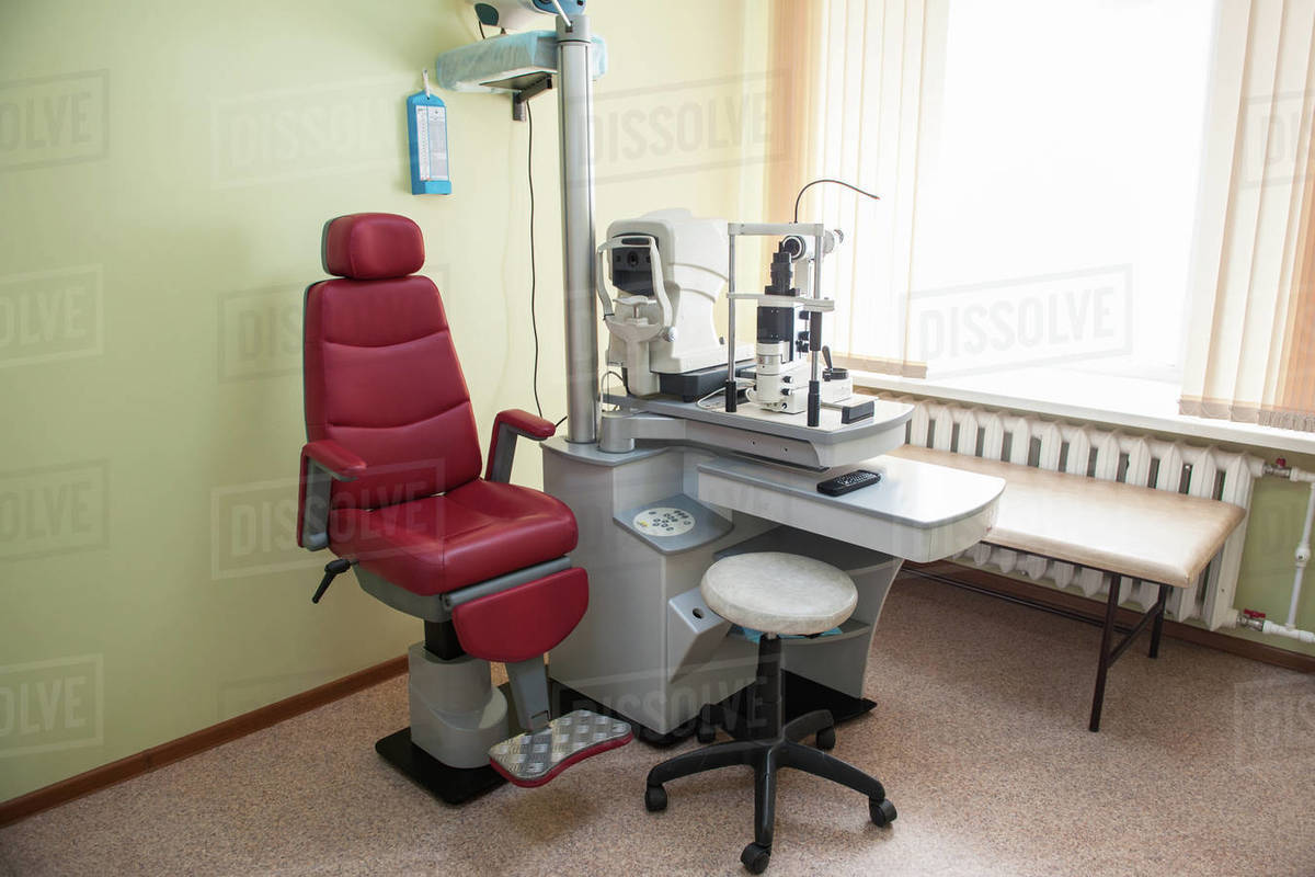 Ophthalmology room in clinic with special equipment - Stock Photo ...