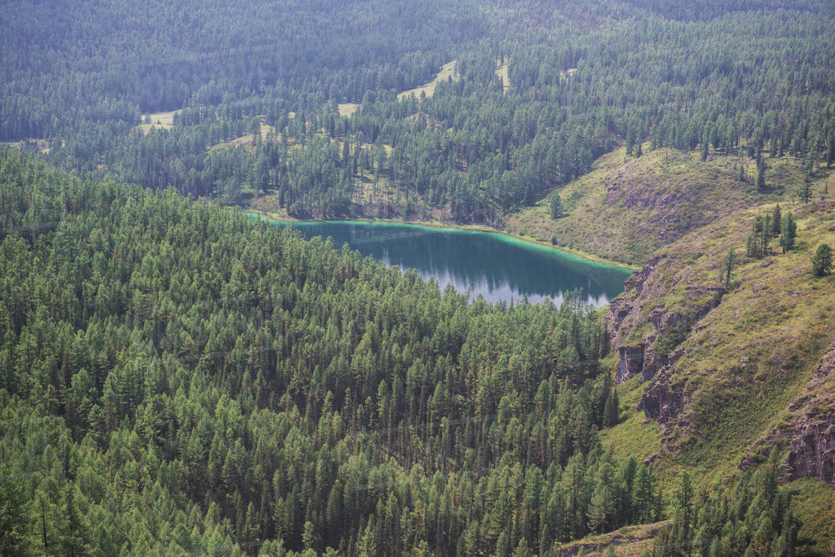 Geyser lake with thermal springs and two small lakes - Stock Photo ...